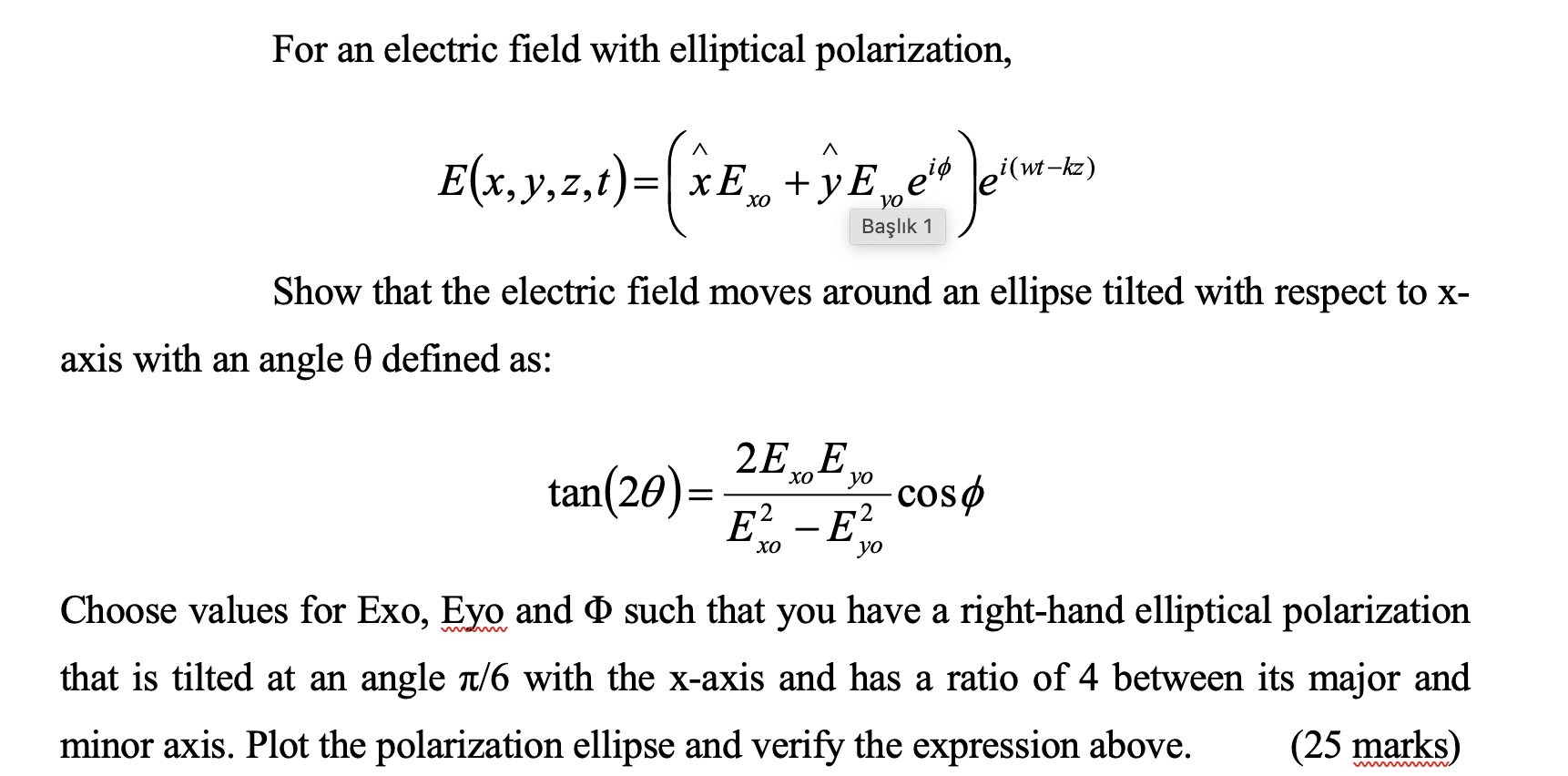 Solved For an electric field with elliptical | Chegg.com