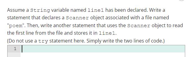 Solved Assume a String variable named linel has been | Chegg.com