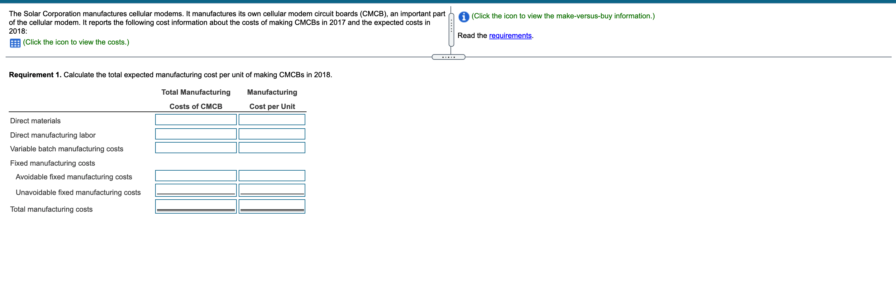 Solved (Click the icon to view the make-versus-buy | Chegg.com