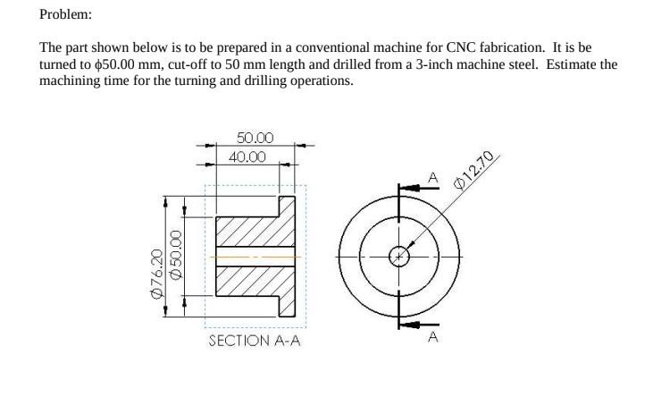 Solved Problem: The part shown below is to be prepared in a | Chegg.com