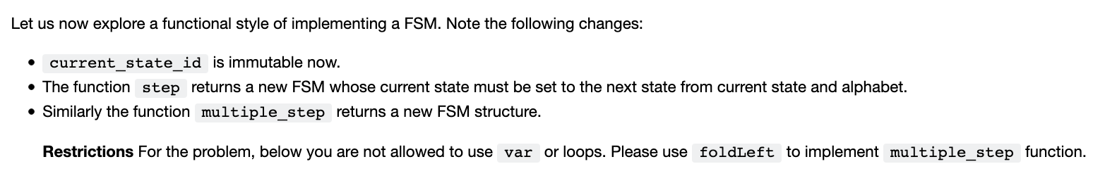 Finite State Machine in Scala. Q1) type StateID = | Chegg.com