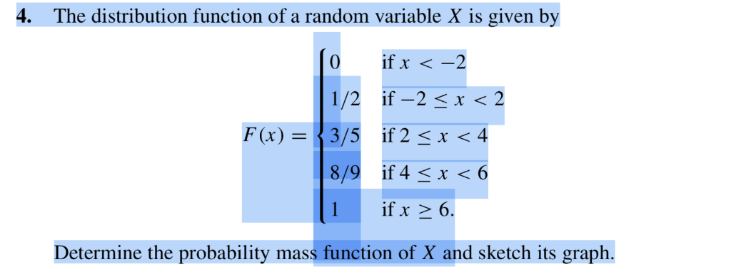 Solved 4. The distribution function of a random variable X | Chegg.com