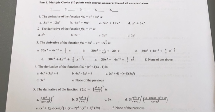 Solved Part I. Multiple Choice (10 points each correet | Chegg.com