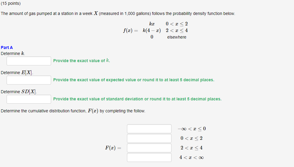 Solved The amount of gas pumped at a station in a week X | Chegg.com