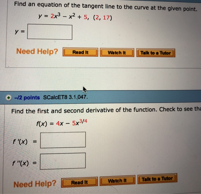 Solved O 0/2 points | Previous Answers SCalcET8 3.2.043 | Chegg.com