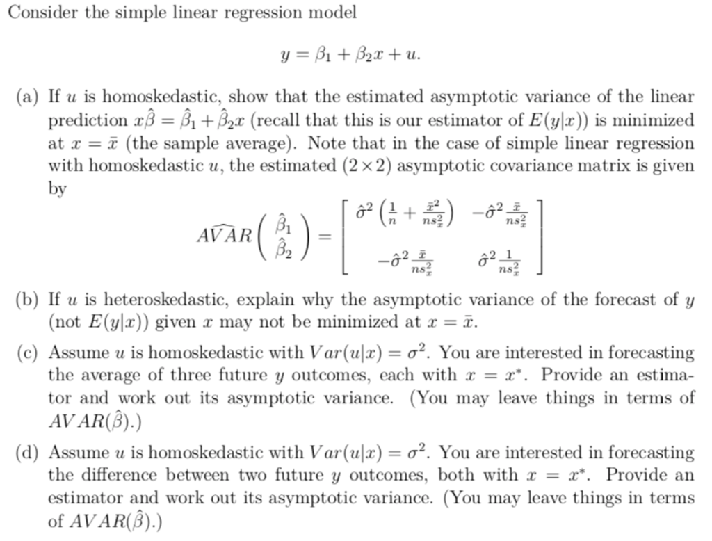 Consider the simple linear regression model (a) If u | Chegg.com