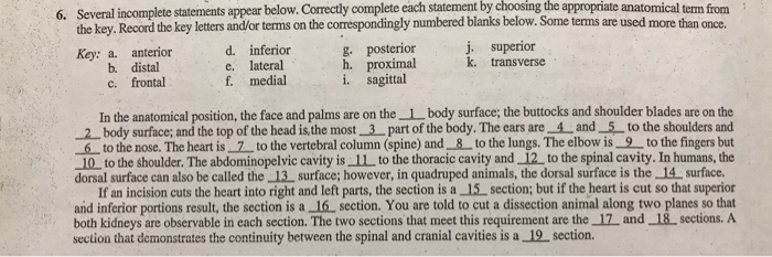 Solved 6. Several incomplete statements appear below. | Chegg.com
