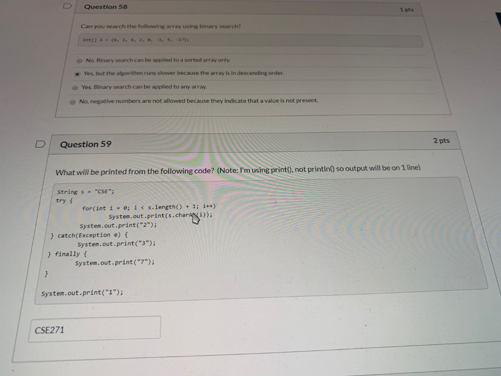 Solved 1 pts U Question 55 Which sort algorithm starts by | Chegg.com