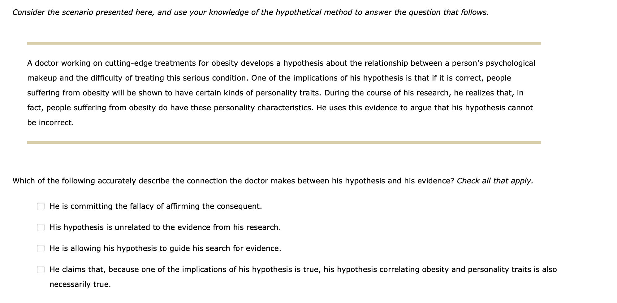 Solved 1. The Relationship Between Hypotheses and Evidence | Chegg.com