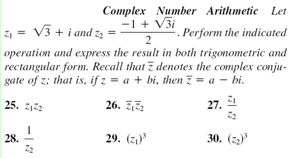 Solved = Complex Number Arithmetic Let 21 V3 + i and z2 = -1 | Chegg.com
