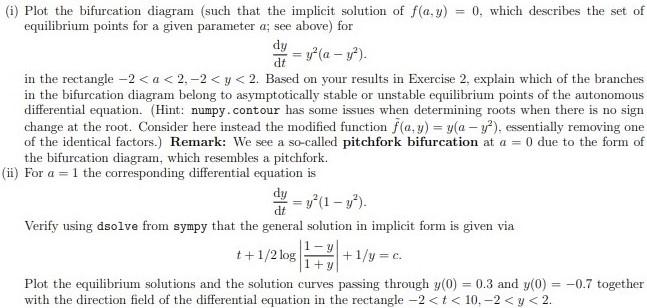 Solved (i) Plot the bifurcation diagram (such that the | Chegg.com