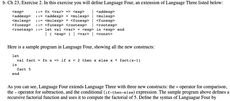 Solved Bnf Grammar Question A Define The Syntax Of Language 