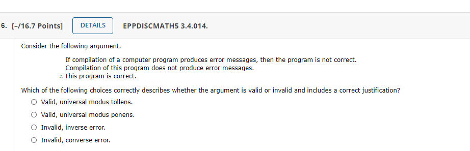 Solved 6. [-/16.7 Points] DETAILS EPPDISCMATHS 3.4.014. | Chegg.com