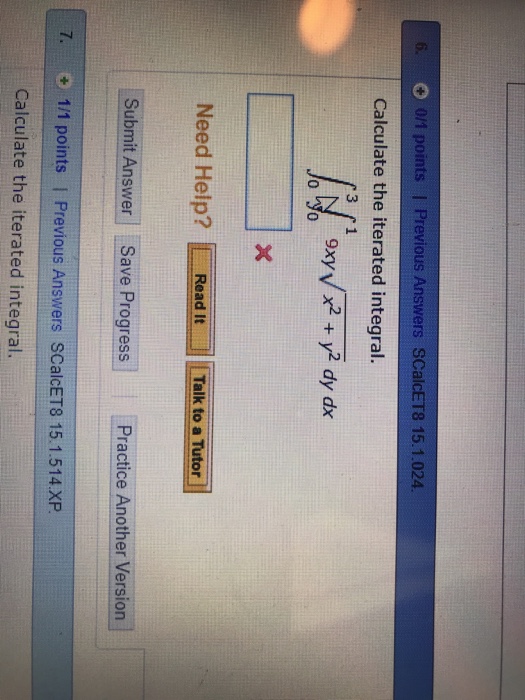 Solved 6. 01 points | Previous Answers SCalcET8 15.1.024 | Chegg.com