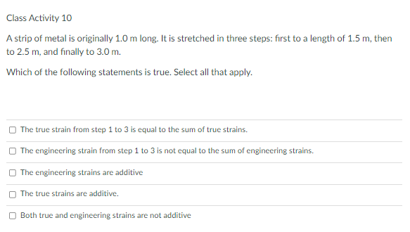 Solved Class Activity 10 A strip of metal is originally 1.0 | Chegg.com