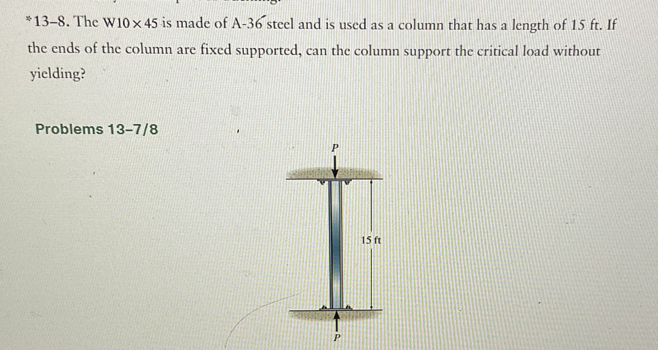 Solved *13-8. ﻿The W10 ×45 ﻿is made of A-36 ﻿steel and is | Chegg.com