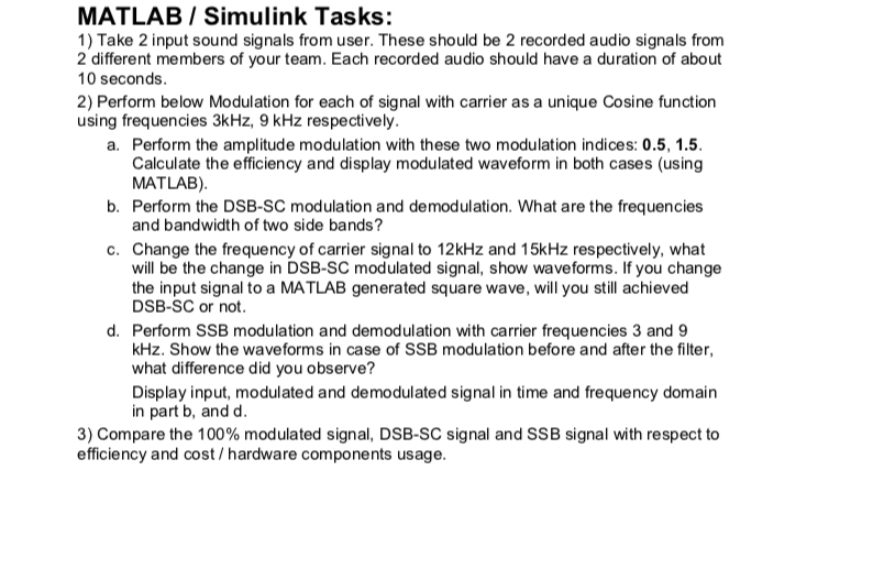 MATLAB / Simulink Tasks: 1) Take 2 input sound | Chegg.com