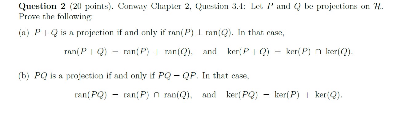 Solved Question 2 (20 ﻿points). ﻿Conway Chapter 2, ﻿Question | Chegg.com