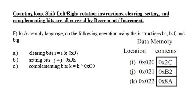 Solved Counting loop, Shift Left/Right rotation | Chegg.com