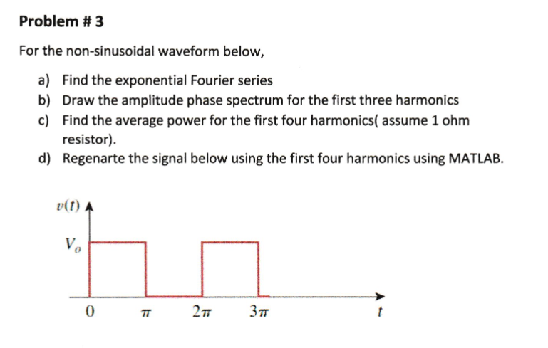 Solved For the non-sinusoidal waveform below, a) Find the | Chegg.com