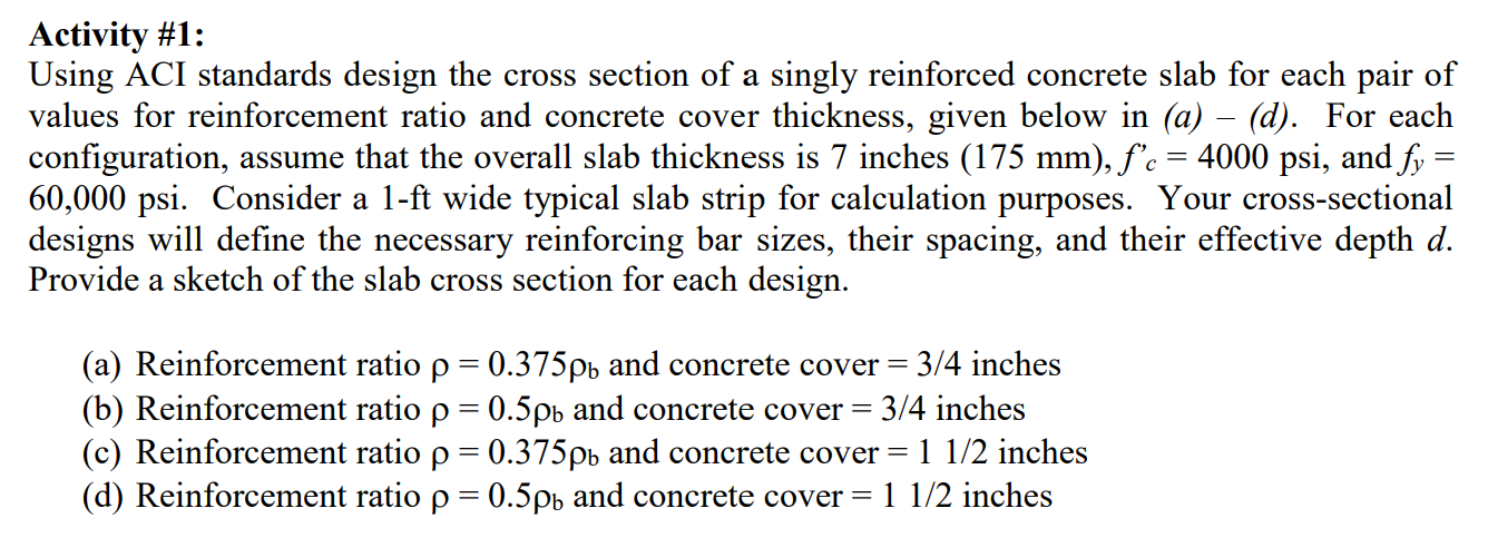 Solved Activity #1: Using ACI standards design the cross | Chegg.com