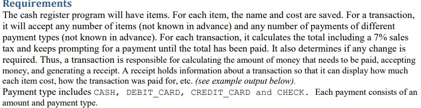 Solved Requirements The cash register program will have | Chegg.com