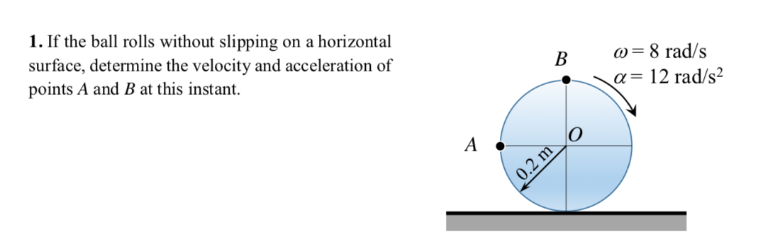 Solved 1. If the ball rolls without slipping on a horizontal | Chegg.com