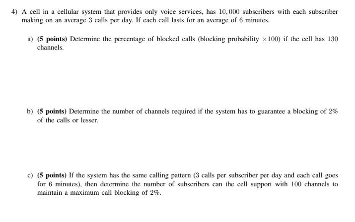 Solved A cell in a cellular system that provides only voice | Chegg.com