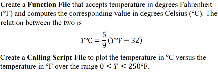 Solved Create a function file that accepts temperature in | Chegg.com