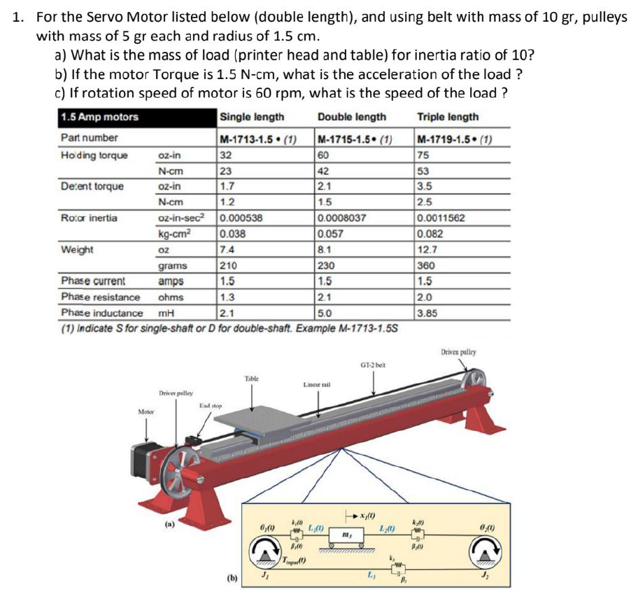Solved For the Servo Motor listed below (double length), | Chegg.com
