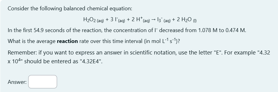 Solved Consider the following balanced chemical | Chegg.com