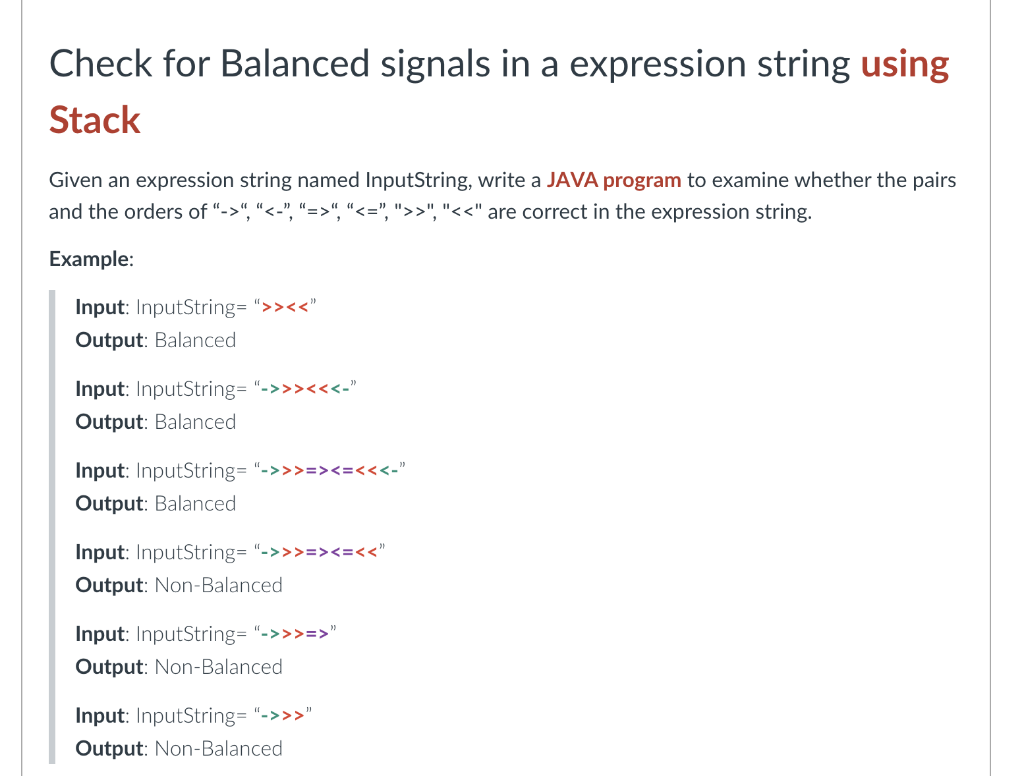 Solved Check for Balanced signals in a expression string | Chegg.com