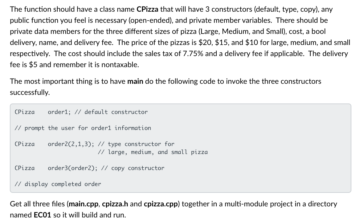 Solved C++ coding Pizza Problem! Thank you. The problem is | Chegg.com