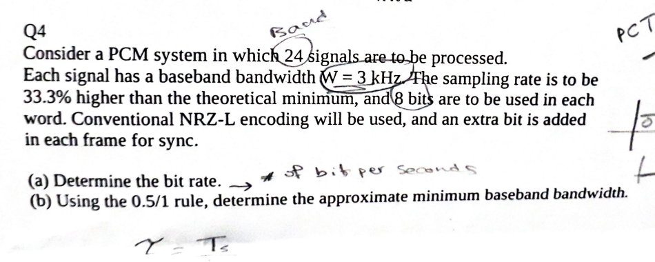 Solved Q4 Consider a PCM system in which 24 signals are to | Chegg.com