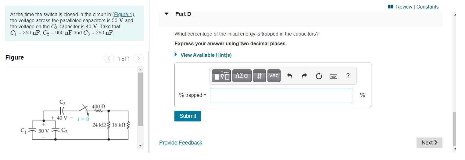 Solved Review Constants At the time the switch is closed in | Chegg.com