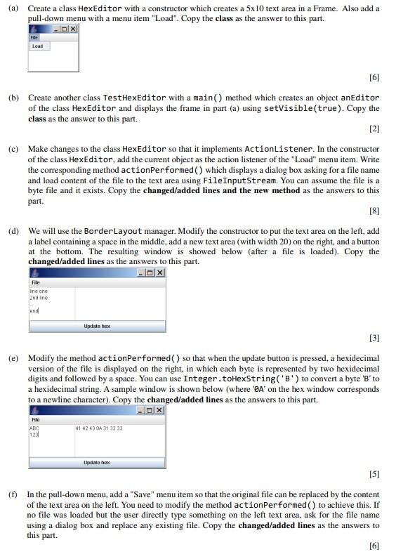 Solved (a) Create a class HexEditor with a constructor which | Chegg.com