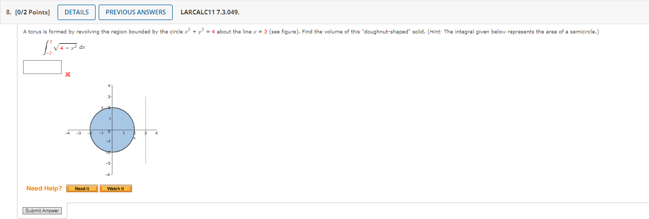 Solved A torus is formed by revolving the region bounded by | Chegg.com