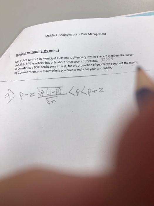 Solved MDM4U - Mathematics of Data Management uiry. (to | Chegg.com