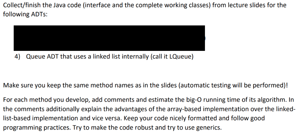 Solved Create a Java code that includes all the methods from | Chegg.com