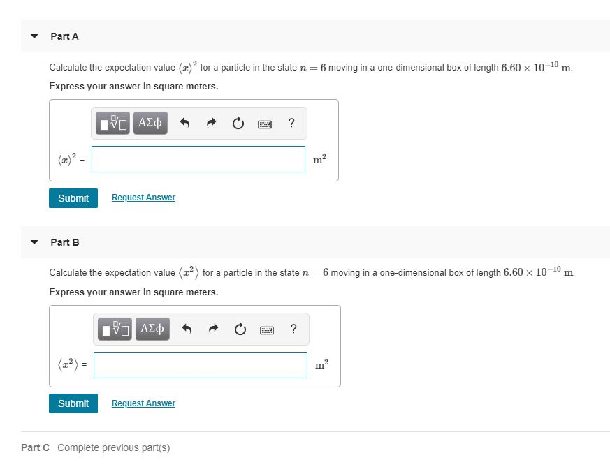 Solved Part A Calculate The Expectation Value 2 2 For A