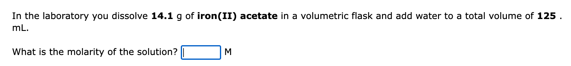 Solved In the laboratory you dissolve 14.1 g of iron(II) | Chegg.com