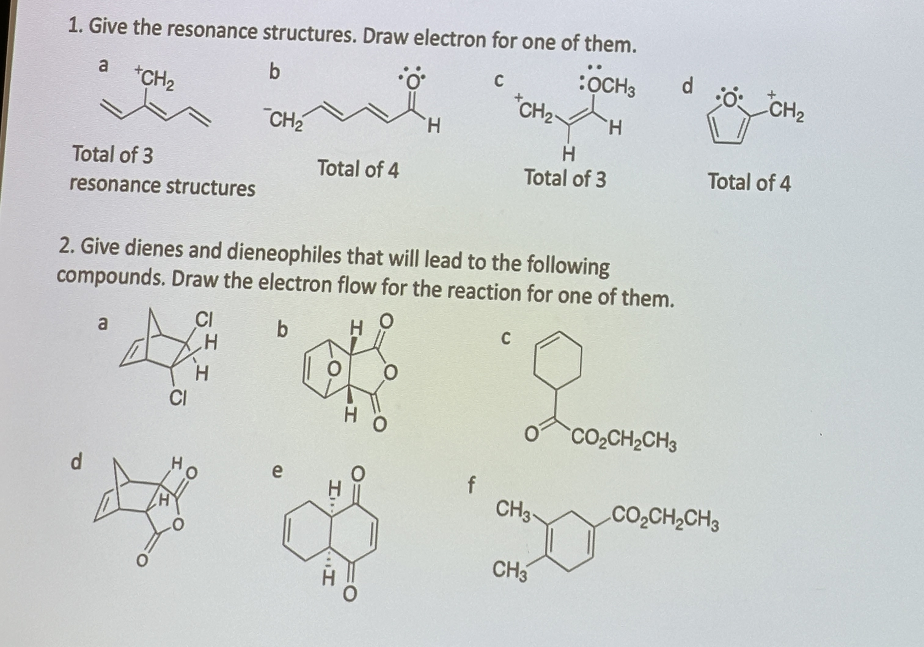 Solved a C d Total of 3 resonance structures Total of 4 | Chegg.com