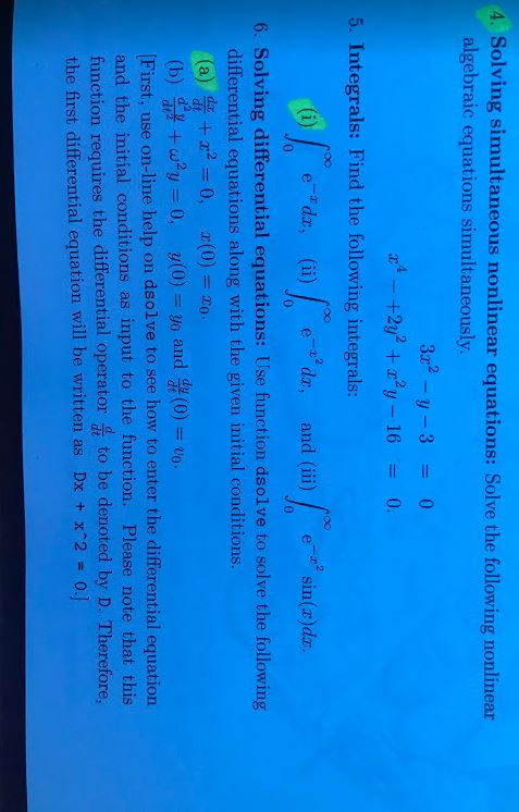 Solved 4. Solving simultaneous nonlinear equations: Solve | Chegg.com
