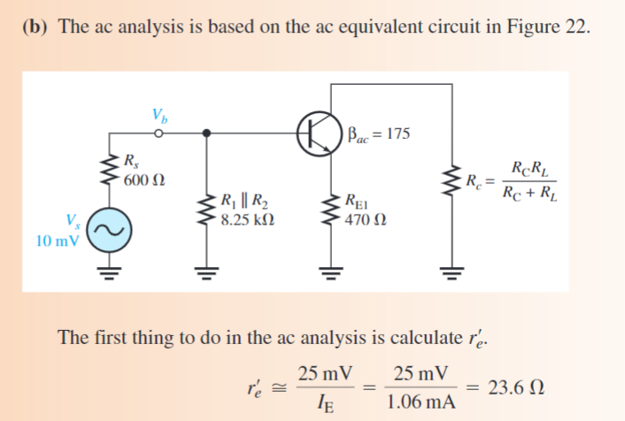 Solved (b) The ac analysis is based on the ac equivalent | Chegg.com