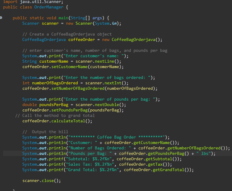 Solved ort java.util.Scanner; lic class OrderManager \{ | Chegg.com