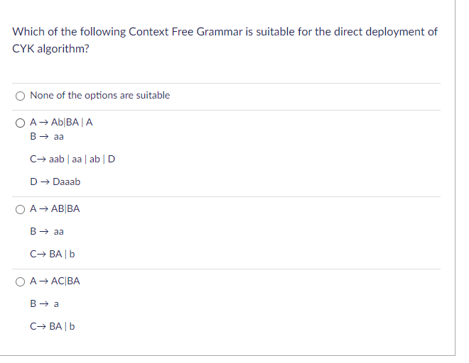 Solved Which of the following Context Free Grammar is | Chegg.com