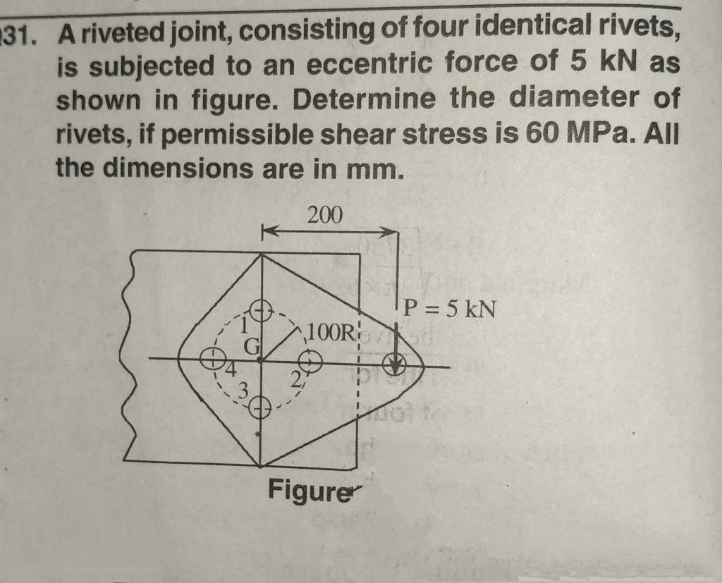 Solved 31. A riveted joint, consisting of four identical | Chegg.com Solved 31. A riveted joint, consisting of four identical | Chegg.com