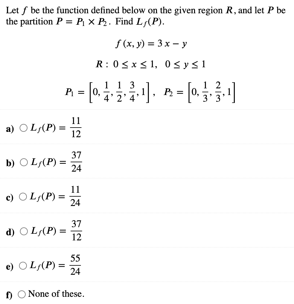 Solved Let f be the function defined below on the given | Chegg.com