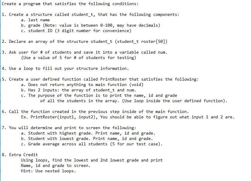 Solved In the programming language C...asap please, need to | Chegg.com