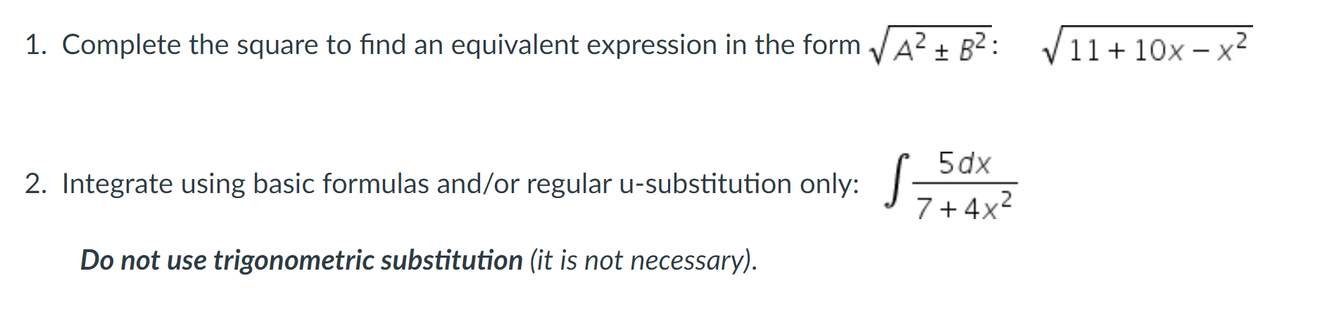 Solved 1. Complete the square to find an equivalent | Chegg.com